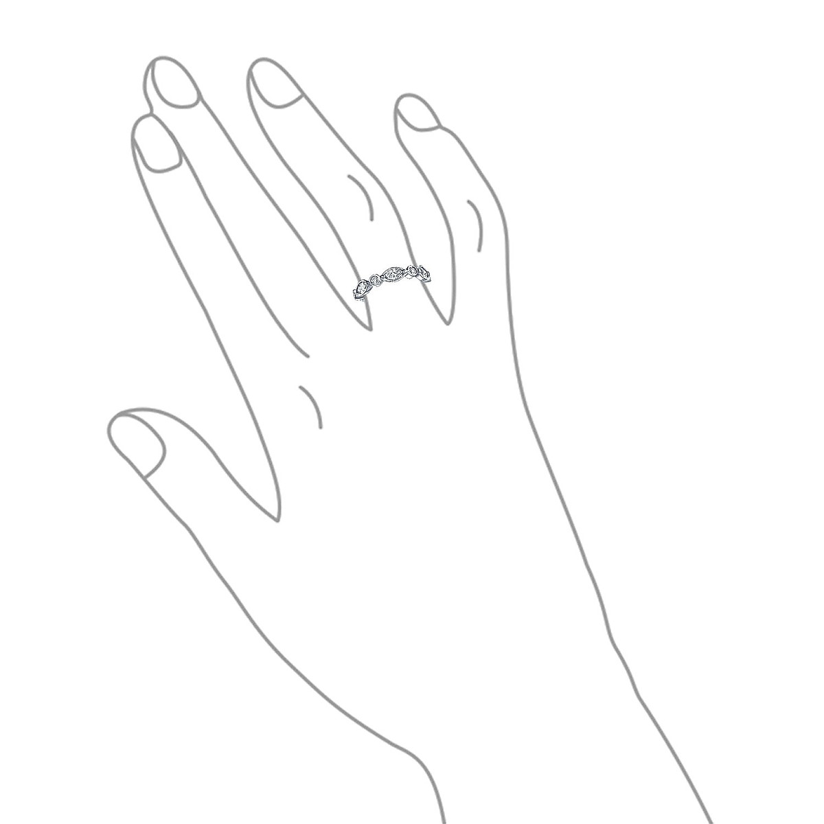 Bling Jewelry Vintage Style Cubic Zirconia CZ Thin Stackable Bubble Round Marquise Anniversary Wedding Band Ring .925 Sterling Silver