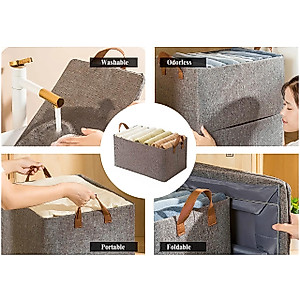 AARAINBOW 4 Pcs Closet Clothes Organizer Bins, Fabric Storage Box with Steel Frame Stackable Shelf Storage Baskets Large, Fabric Storage Baskets Foldable Closet Shelf Storage Containers, 23L (4 Gray)