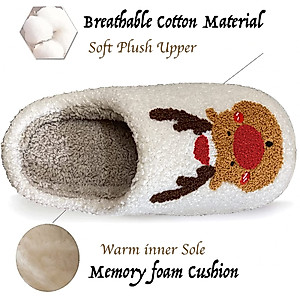 Christmas Slippers For Women Cozy Christmas Slippers Cartoon Fuzzy Reindeer Shoes Animal Holiday Cute Xmas Moose Slippers