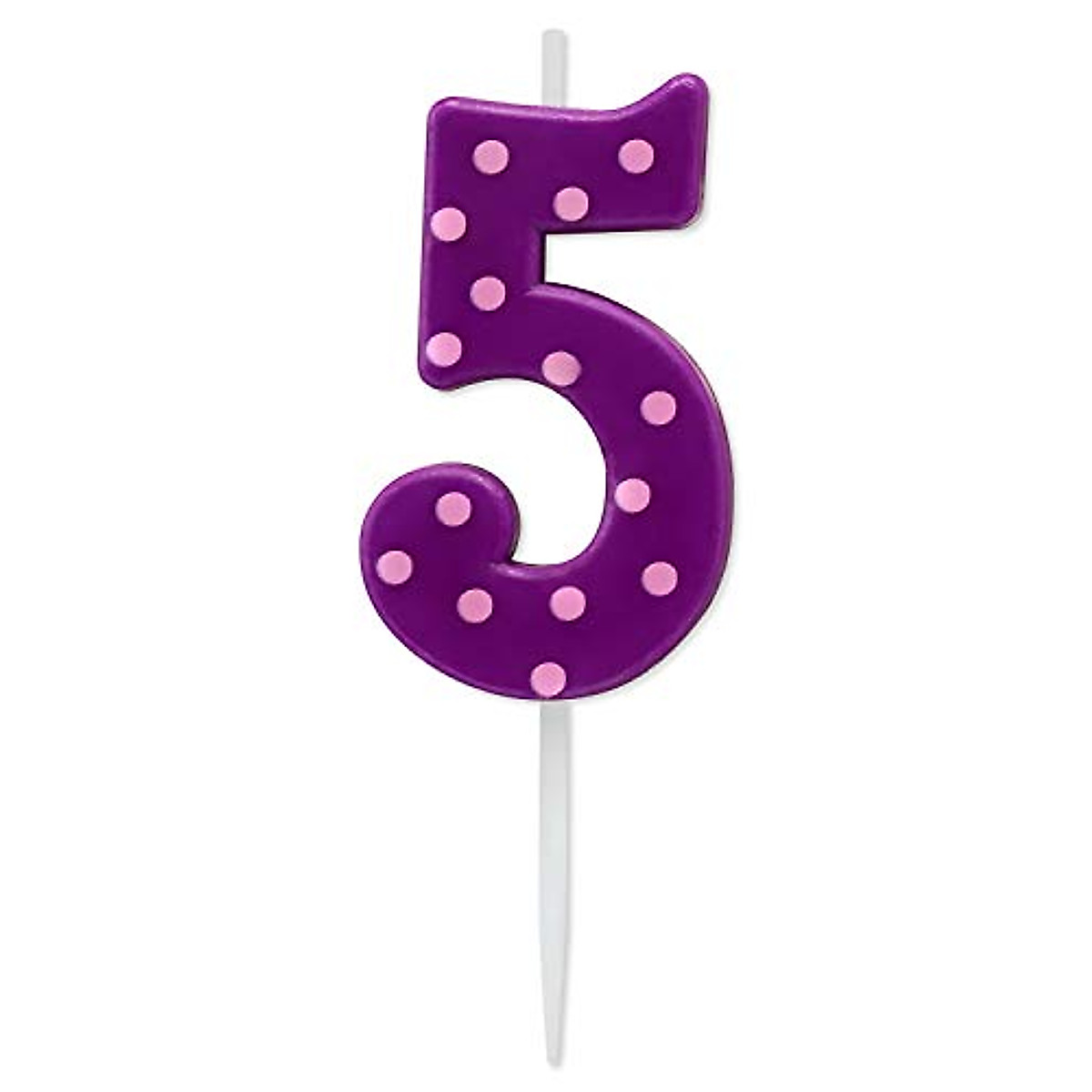 Papyrus Number 5 Birthday Candle, Purple Polka Dots (1-Count)