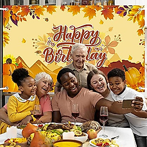 Fall Birthday Party Decorations Large Pumpkin Birthday Banner Fall Happy Birthday Backdrop for Harvest Thanksgiving Autumn Pumpkin Birthday Baby Shower Background Photo Booth Props Party Supplies