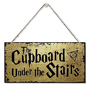 The Cupboard Under The Stairs Sign, Printed Wood Plaque Sign Wall Hanging, Hanging Wood Sign Home Decor, Family Signs for Home Decor Gift, Funny Wizardry Theme Decor Wall Art Sign 12" x 6"