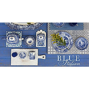 Spode Blue Italian Collection Baking Dish with Handles, Lasagna Pan, Oven to Table Baking Dish, Handled Serving Tray, Oven Safe Cookware, 11.5 x 8, (Blue/White)