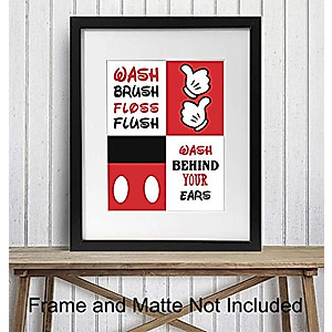 Mickey Bathroom Wall Art Print - Home Decoration, Room Decor For Kids, Childs, Childrens, Baby or Toddlers Bath, Restroom, Powder Room, Guest Bath - Gift for World Fans - 8x10 UNFRAMED print