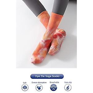 EGEN Dye Tie Yoga Socks for Women Man Novelty Print Non Skid Socks Non Slip Grip for Pilates Barre Ballet Sport (Green)