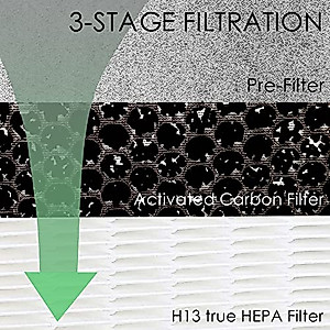 Allisfresh HE601 HEPA Filter Replacement compatible with Shark HE6FKPET HE601 HE602 6 Fan Air Cleaner Purifier, Models HE601 HE602 True Premium HEPA Filter 1 Pack