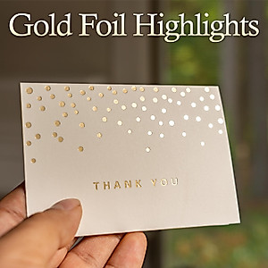50 PCS Thank You Cards with Gold Foil Dots, 3.5" x 5", Thank You Notes, Ivory Thank You Cards With Envelopes for Wedding, Business, Baby Shower, Small Business, Funeral, Graduation.