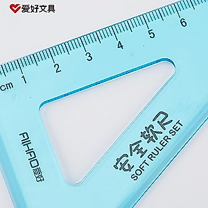 Geometry Plastic Ruler Set Clear Straight Ruler Triangle Ruler Protractor Ruler Tool Set School Office Supply Math Ruler Ruler Measuring Tool