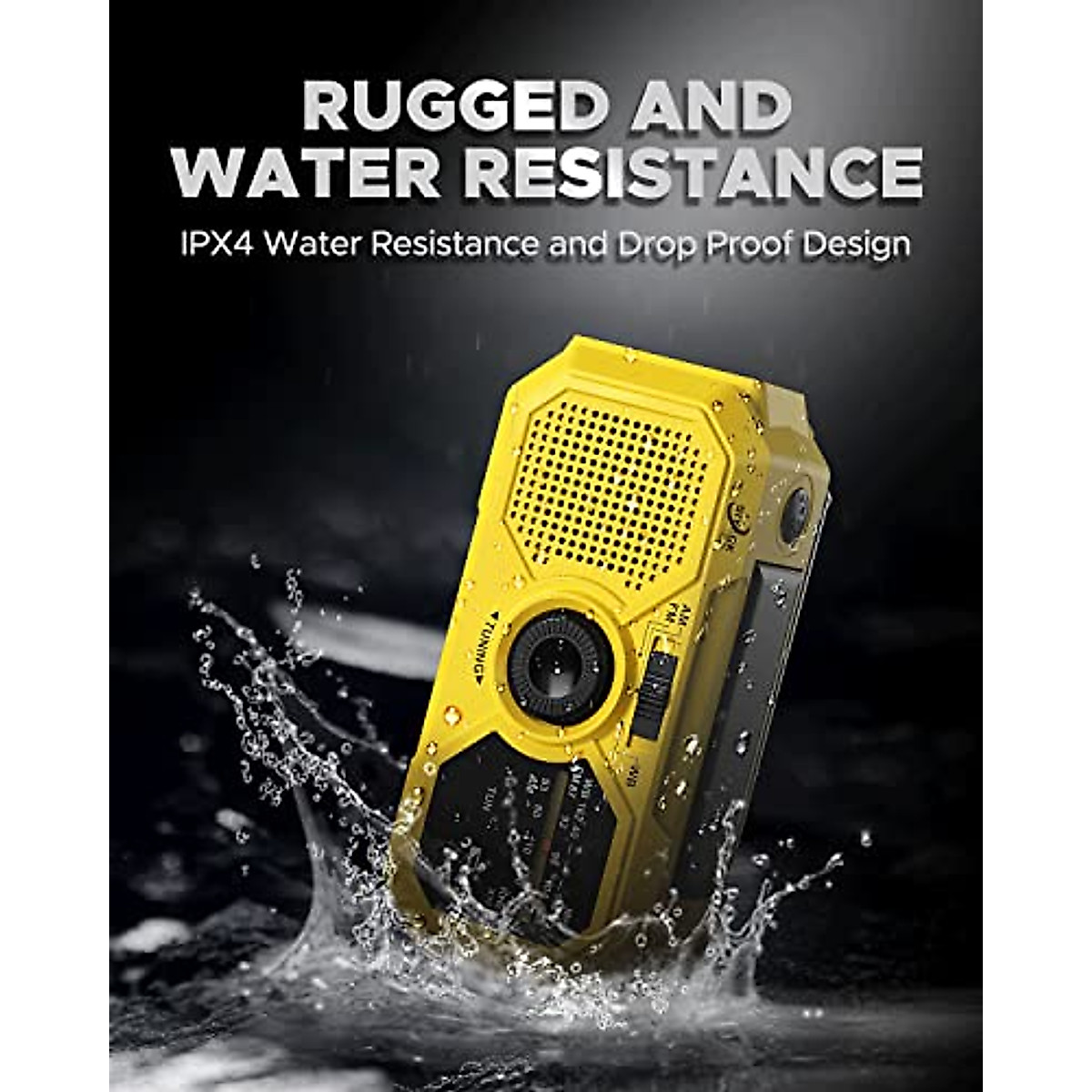 Emergency Weather Radio with Hand Crank Solar Cell Phone Charger, Portable 3500mAh Power Bank NOAA/AM/FM Radio,Battery Power Weather Alert Radios with Flashlights for Emergencies Radio Survial