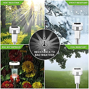 TWINSLUXES 16 Pack Solar Pathway Lights Outdoor Dual Light Source LED Solar Waterproof Pathway Lights for Garden Patio and Walkway Decoration Cool White