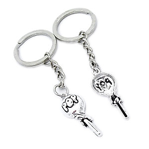 100 Pieces Keychain Keyring Door Car Key Chain Ring Tag Charms Supplies CR8B8H Lollipop Lolly