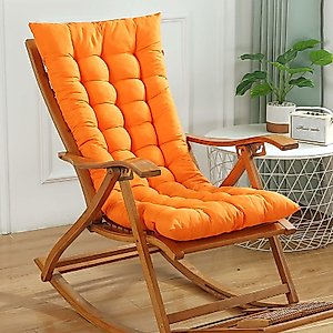 Outdoor High Back Chair Cushion with Ties Indoor Outdoor Rocking Chair Cushion Soft Thickened Replacement Seat Cushion for Patio Furniture,Orange