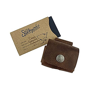 LeatherTex, Rustic AirPods Pro Charging Cover Handmade from Full Grain Leather - Pocket Size, Genuine Bluetooth Case - Protective Portable Carrying Pouch - Bourbon Brown