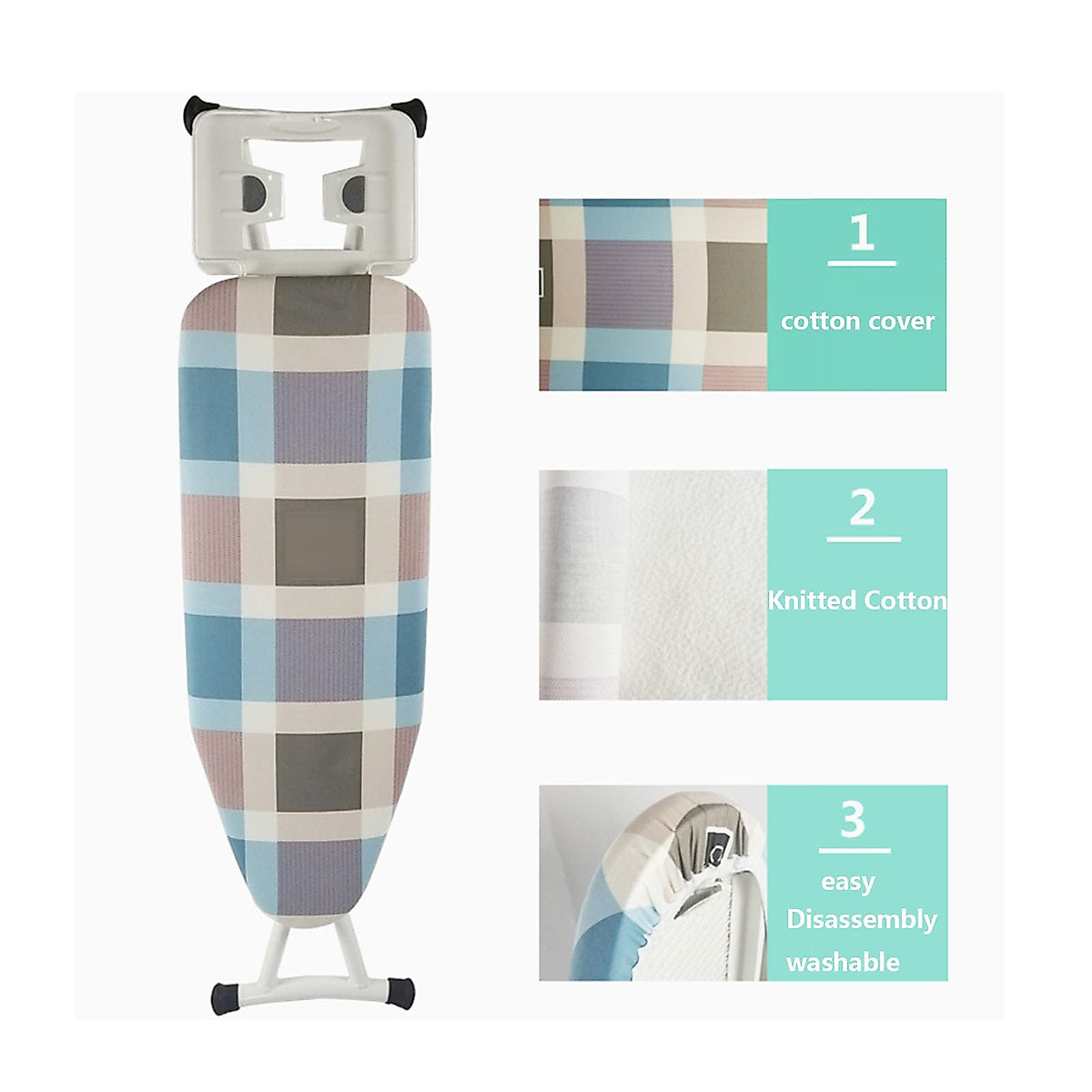 Ironing Board, Non-Slip Foldable Ironing Stand, Ironing Board with Iron Rest Features, Extra Wide Countertop Ironing Board, Adjustable Height, Home Ironing Board