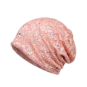 Lace Beanies Chemo Caps Cancer Headwear Skull Cap Knitted hat for Womens (4Pack-b)