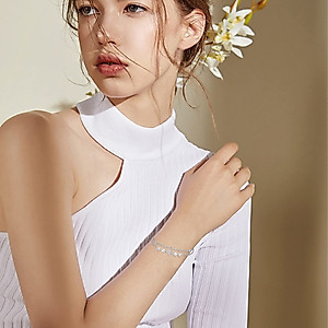 Silikepa Daisy Bracelet for Women S925 Sterling Silver Adjustable Flower Charm Beads Chain Bracelets Mother's Day Jewelry Gifts for friend