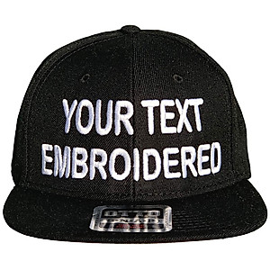Custom Snapback Hat Otto Embroidered Your Own Text Flatbill Bill Snapback (Black)