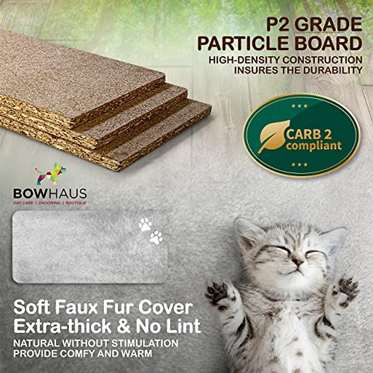 BOWHAUS Tall Cat Tree for Indoor Large Cats or Kittens, Multi-Level Cat Activity Tree with Scratching Posts, Hammock, Cat Cave Condo, Modern Cute Small Cat Climbing Tower with Widened Perch