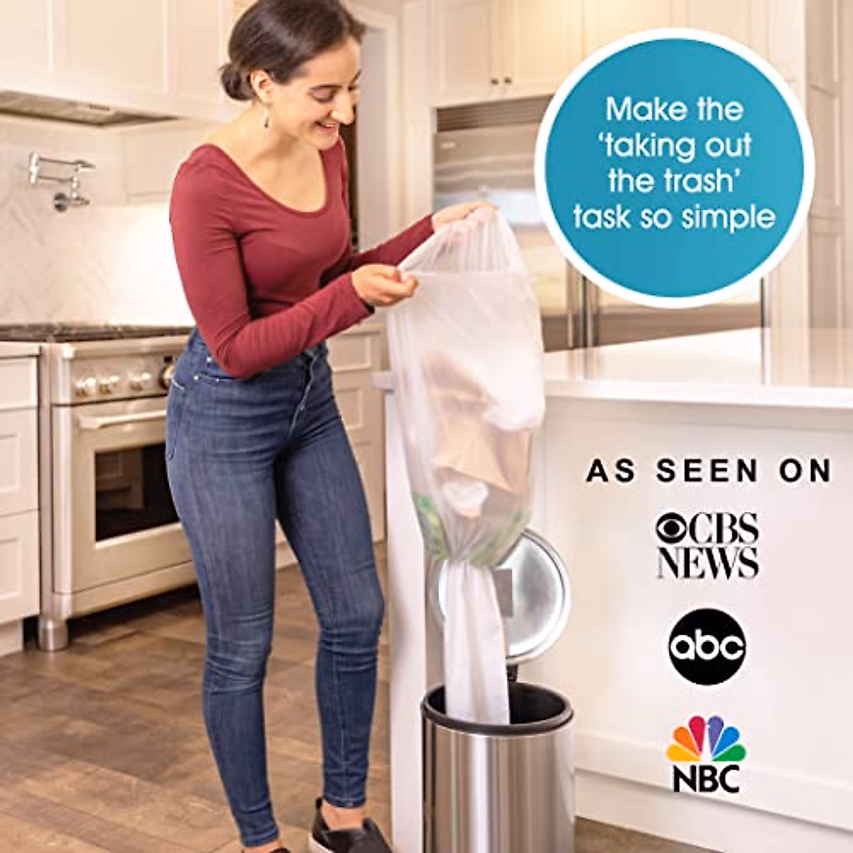 Popbins- Remove One Bag Another One Pops Right In - Clear 4 Gallon Trash Bag - 90 Count Easily Accessible Small Garbage Bags For Bathroom Trash Can And Mini Office Bins- With Patented Design