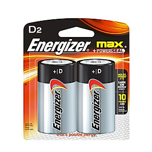 Energizer MAX D Alkaline Batteries, 2-Count