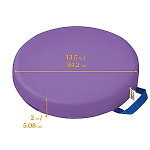 ECR4Kids SoftZone Floor Cushions with Handles, 2" Deluxe Foam, Round, Purple, (6-Pack)