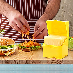 VOSAREA Sliced Cheese Storage Container with Flip Lid Cheese Shaped Sliced Cheese Box Holder Butter Saver Keeper Food Storage Organizer for Fridge Refrigerator Fruit Vegetable (4.13X3.93X3.14in)