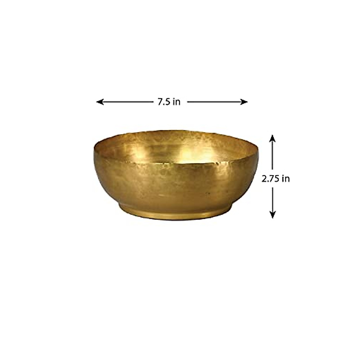 Serene Spaces Living Antique Brass Decorative Bowl, Use as Metal Fruit Bowl, for Floating Candles, Flowers, Potpourri, Catchall for Entryway, Dining Table, Home Décor, 2.75" Tall & 7.5" Diameter