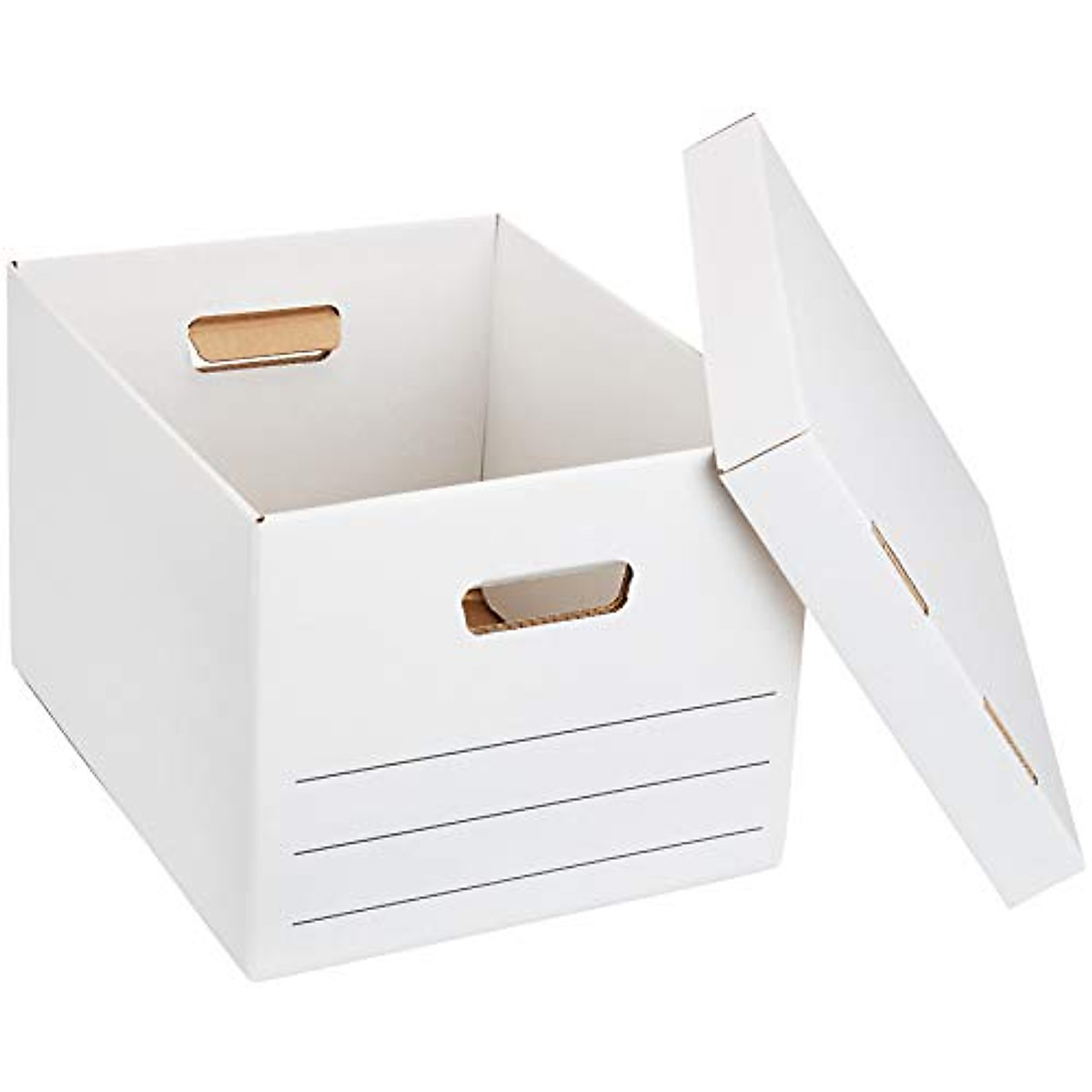 Amazon Basics Medium Duty Storage/Filing Boxes with Lid and Handles - Legal/Letter Size, 16.2 x 12.5 x 10.5 inches, 12-Pack