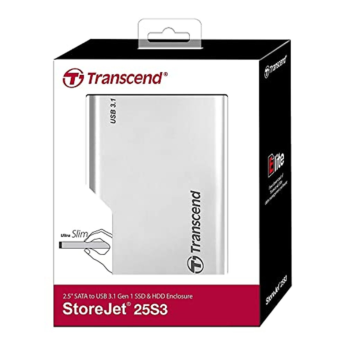 Transcend 2.5” SSD/HDD USB3.0 Enclosure, Aluminum case, UASP Supported, One Touch Backup - TS0GSJ25S3