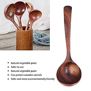 Cookware Utensil, Long HandleWood Ladle Soup Serving Spoon Kitchen Tool for Nonstick Cookware (large)