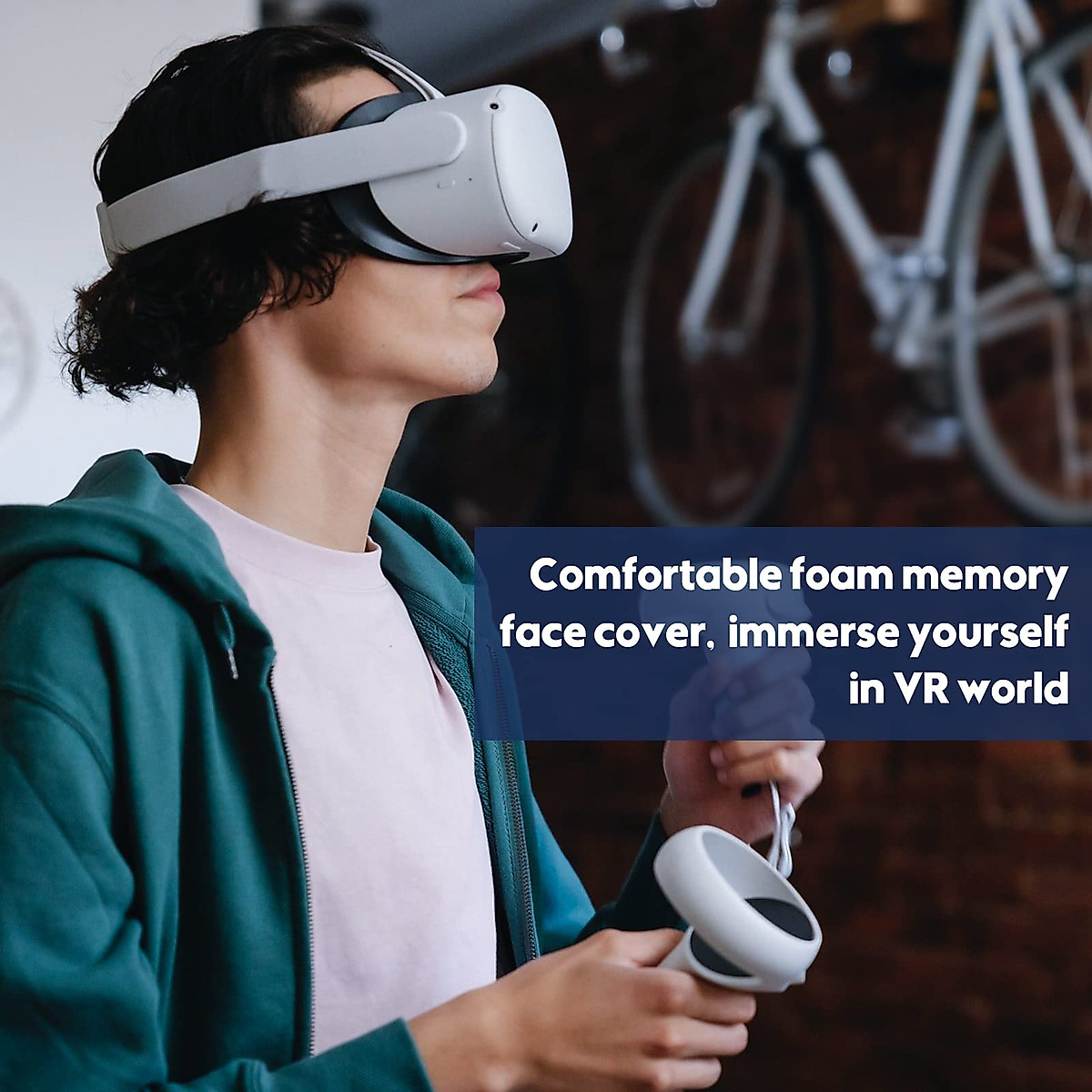 GHHKUD VR Facial Interface Bracket & Resilient Face Cover Mesh Foam Pad Replacement for Oculus Quest 2, Anti-Leakage Nose Pad, Lens Cover Removable Accessories for Oculus/Meta Quest 2 9-in-1 Sets