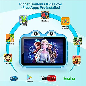 Kids Tablet 10.1 Inches Tablet for Kids, Android 11 64GB Tablets for Kids with Case, Google Play, YouTube, Dual Camera, WiFi, Bluetooth, Apps Pre-Installed, Education, Parent Control (Blue)