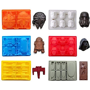 FantasyBear Star War Shaped Mold,Set of 6 Silicone Flexible Molds for Star Wars Lovers Robots Birthday Cake Decoration Candy Molds Chocolate Molds Soap Molds Baking Molds Jello Molds (6pcs Set)