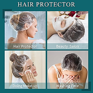 MORGLES Shower Caps Reusable Waterproof, 100 Pcs Disposable Plastic Shower Caps for Women Bathing, Hair Salon Home & Travel Use