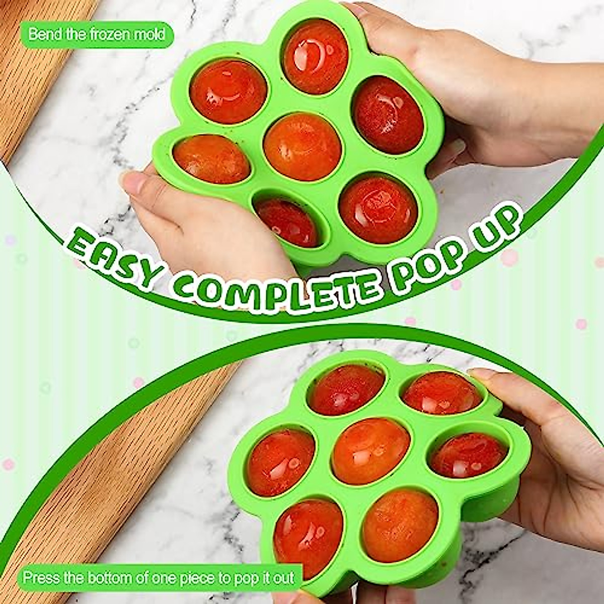 Hoolerry 6 Pcs Silicone Baby Food Storage Containers Baby Food Freezer Tray with Lids Milk Trays for Breastmilk Baby Food Ice Cube Trays for Homemade Baby Food Fruit Purees Vegetable (Large)