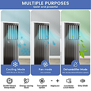 Takywep 8000BTU Portable Air Conditioners, 3-IN-1 Portable Conditioner with LCD Display Remote Control, Compact AC Unit Cools Rooms up to 350 Sq. Ft, 24H Timer, Sleep Mode, Portable AC for Indoor Room