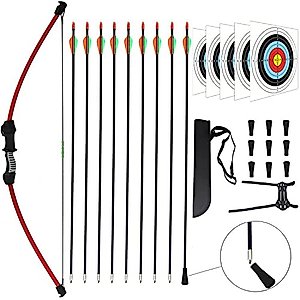 AUVIM 45" Bow and Arrow Set for Youth Kids Junior Beginner Bow Gift Outdoor Archery Set 18 Lb for Teen Outdoor Sports