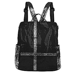 Goodbag Boutique Women Fashion Reversible Sequin Backpack Girls Magic Mermaid Backpack Sparkly Glitter School Bag, Multiple Colors (04015Black) One Size