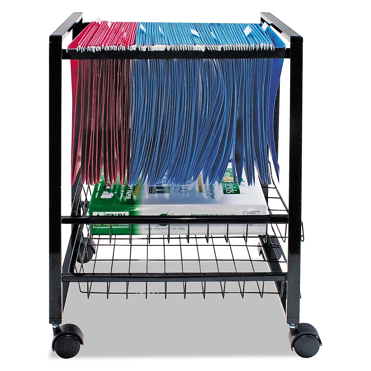 Advantus Letter-Size Mobile File Cart, 19 1/2"H x 16"W x 13"D, Black