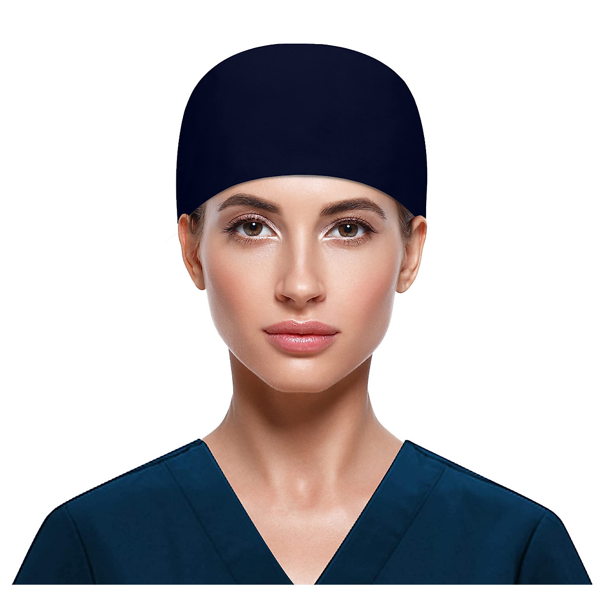 Fesciory Adjustable Working Caps with Button & Sweatband, Elastic Bandage Tie Back Hats for Women(Navy)