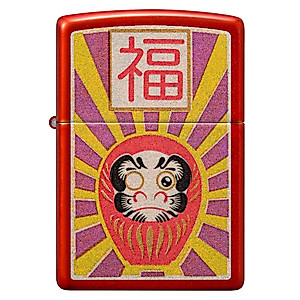 Zippo Daruma Design Metallic Red Pocket Lighter