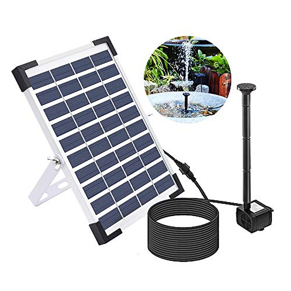 GOFEI Solar Fountain Pump, Solar Submersible Circulation Pump with 3 Nozzles, 5W Solar Panel Water Fountain, for Bird Bath/Garden/Pond