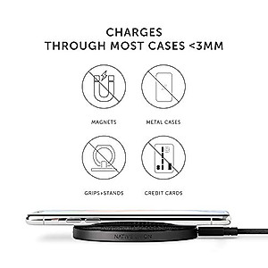 Native Union Drop - High Speed Wireless Charger [Qi Certified] 10W Non-Slip Fast Wireless Charging Pad - Compatible with iPhone 12/12 Pro/12 Pro Max/12 mini/11/11 Pro/11 Pro Max (Slate)