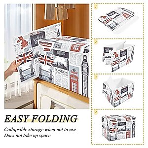 CaTaKu London Retro Storage Bins with Lids and Handles, Fabric Large Storage Container Cube Basket with Lid Decorative Storage Boxes for Organizing Clothes