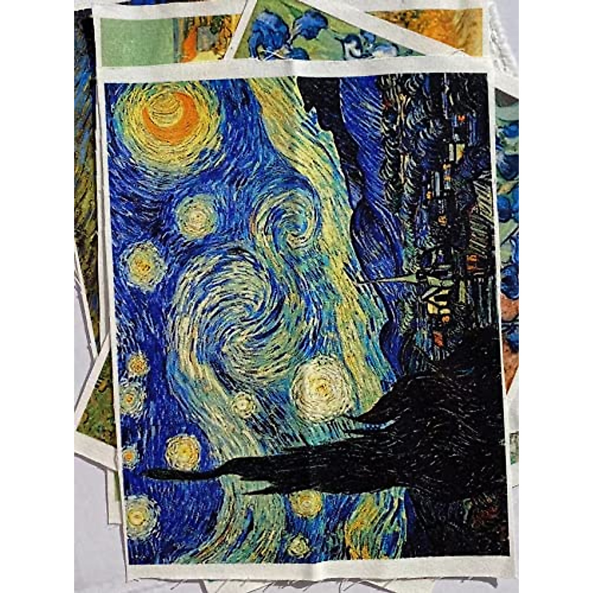 7 pcs of 20x25cm high Precision Printed Painting of Van Gogh Cotton Canvas,Fabric for Sewing,Fabric for Making Bags, Quilting,Wall Decor,Cotton DIY Sewing Materials Fabric