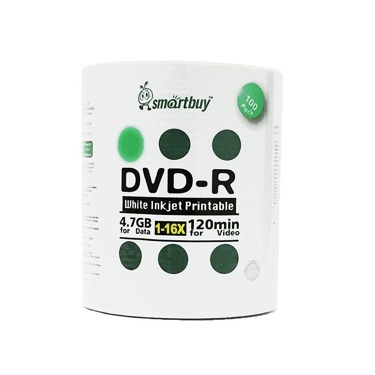 Smartbuy 3000-disc 4.7gb/120min 16x DVD-R White Inkjet Hub Printable Blank Data Recordable Media Disc