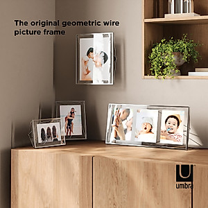Umbra Prisma Picture Frame, 4x6 Metal Photo Display for Desk or Wall, 4" x 6", Chrome