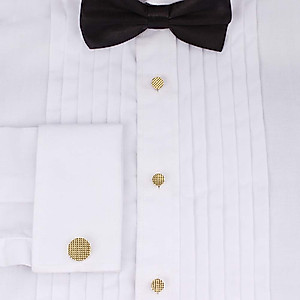 HAWSON Cuff links mens with 6 Tux Studs,Suit for mens Dress Shirt - birthdays metting Wedding Accessories (Gold)