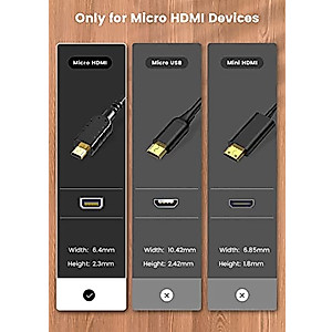 FOINNEX Flexible Micro HDMI to HDMI Cable, Ultra Thin Micro HDMI Cord 4K@60Hz for Gimbal, Bidirectional HDMI to Micro HDMi for GoPro Hero 7/6/3+, Raspberry Pi4, Kindle Fire HD-3FT
