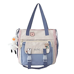 Kawaii Japanese School Bag Aesthetic Cute Ita Bags Kawaii Tote Bag Crossbody Girls Kawaii School Supplies Backpack Purse (Blue, One Size)
